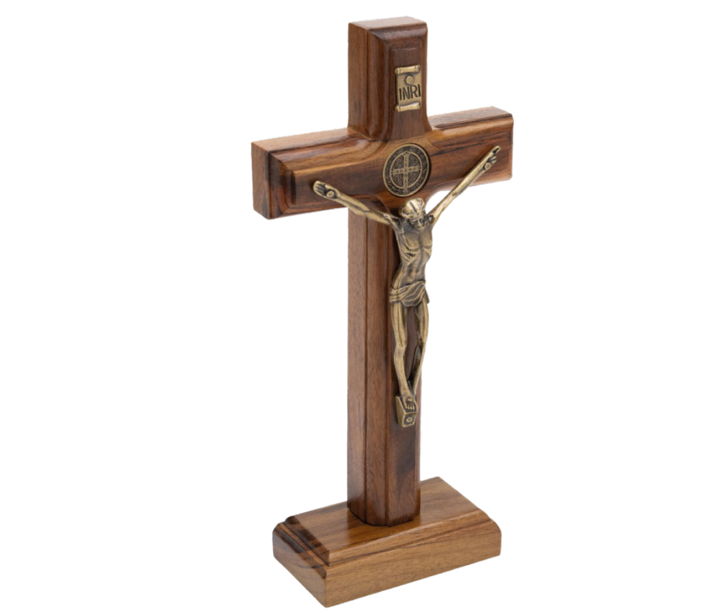 St Benedict Antique Gold Crucifix with Stand 17cm – St Paul's Cathedral ...