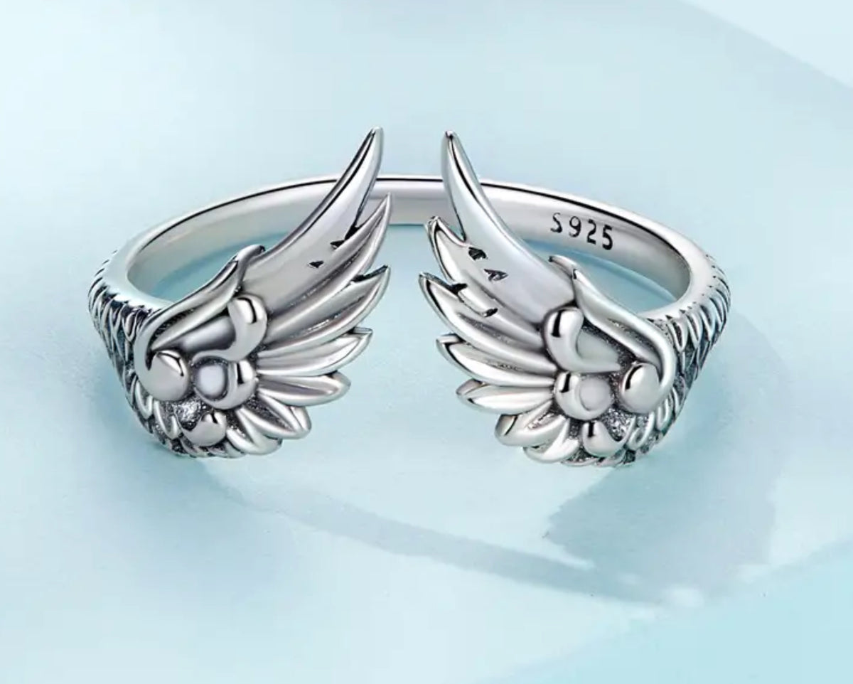 Delicate adjustable 925 Sterling Silver Angel Wing Cuff Ring – St Paul ...