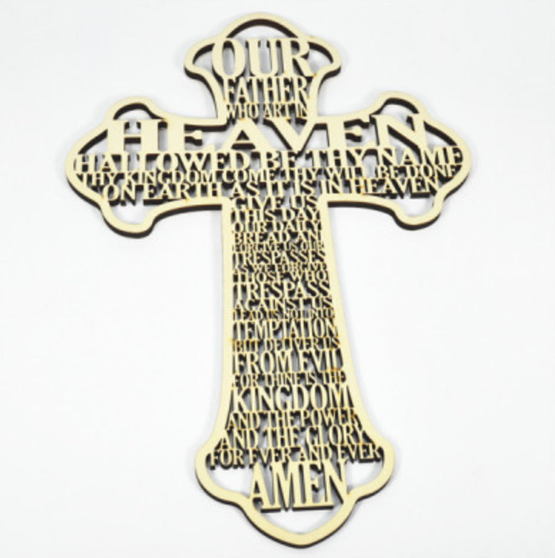 OUR FATHER WOODEN WALL CROSS – St Paul's Cathedral Shop