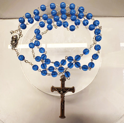 Catholic Rosary - Glass Blue – St Paul's Cathedral Shop