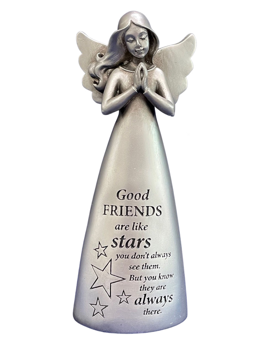 FLORENTINE ANGEL - RESIN 125MM - METALLIC SILVER ANTIQUE FINISH – St ...