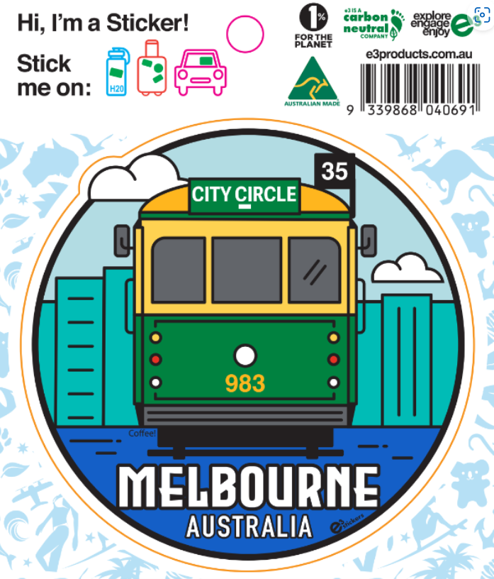 Melbourne Tram City Scene Circle Sticker – St Paul's Cathedral Shop