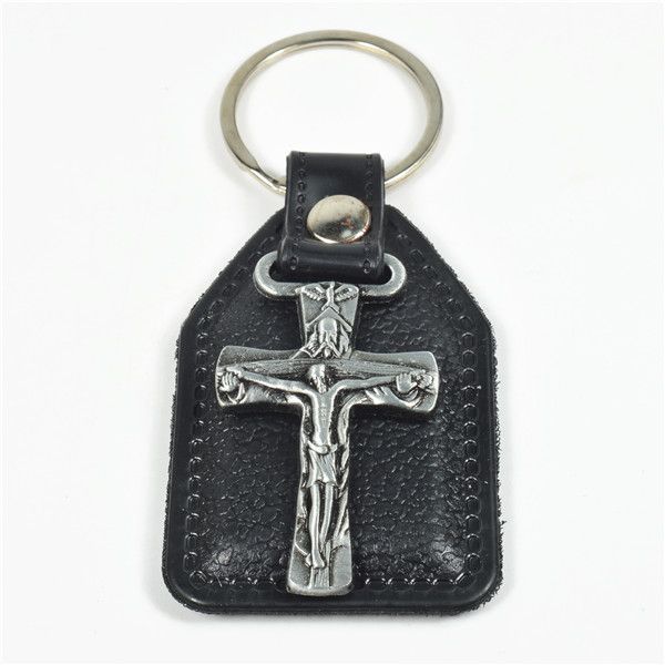 Holy Jesus Cross Key Ring with Leather pad – St Paul's Cathedral Shop