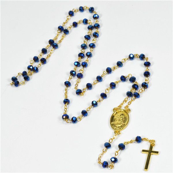 Catholic Rosary - NAVY BLUE SMALL BEADS AND GOLD CHAIN 5mm – St Paul's ...